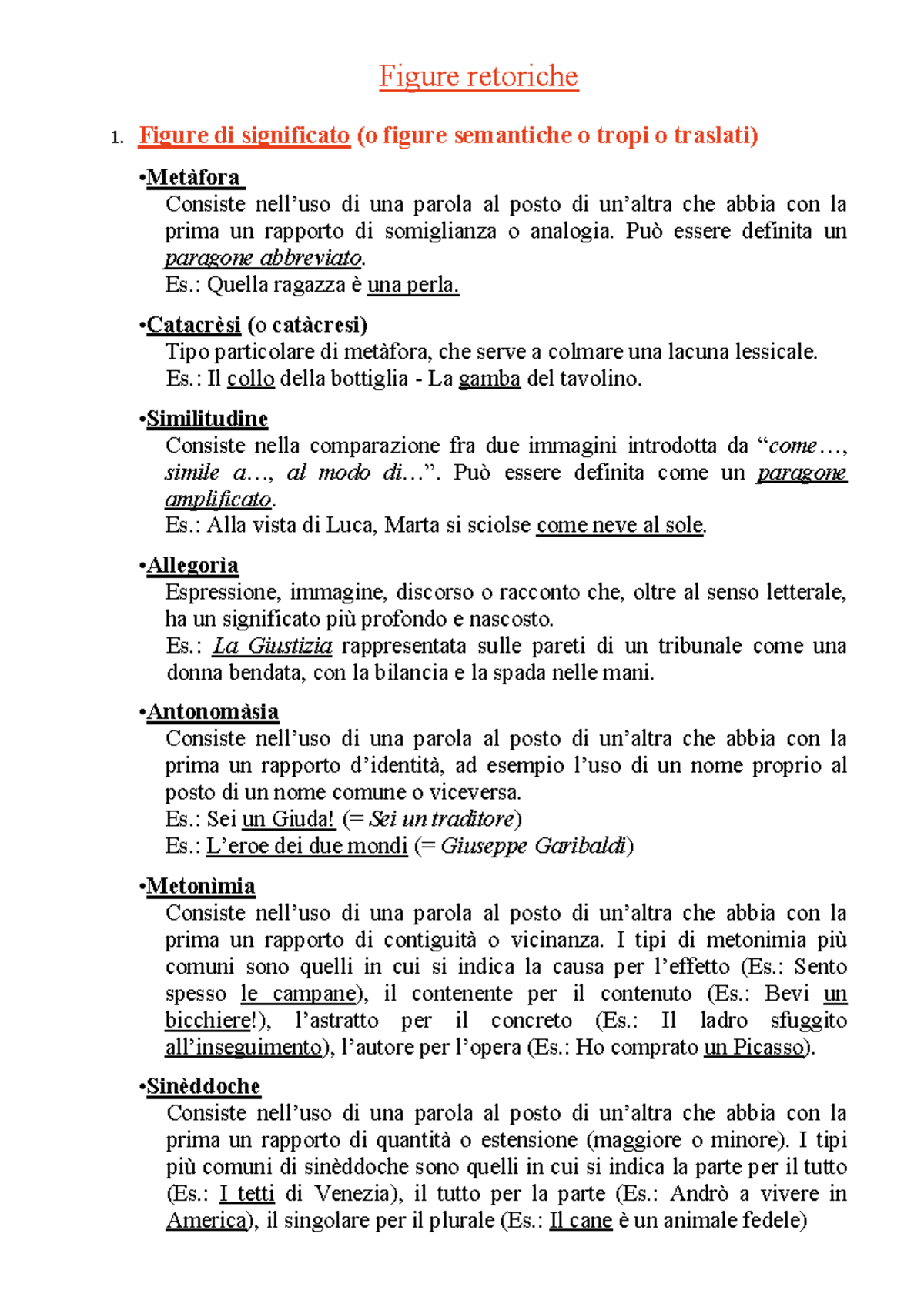 Figure retoriche complete, dieci pagine - Figure retoriche 1. Figure di ...