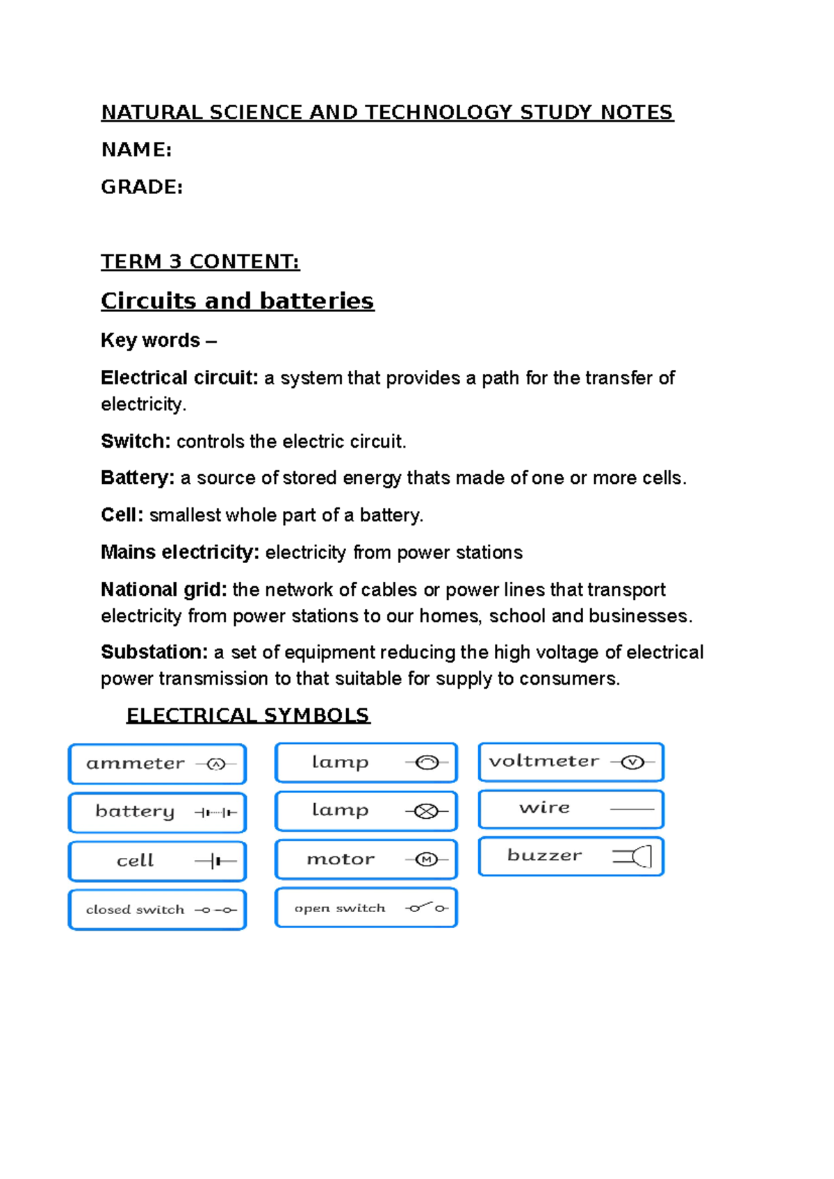 Natural Science AND Technology Study Notes - NATURAL SCIENCE AND ...