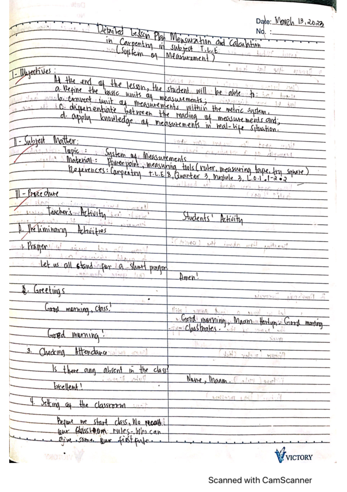 DLP1 - DEMo Detailed Lesson PLAN Carpentry 8 - Date: March 13,2023 Detailed in lesson Plan - Studocu