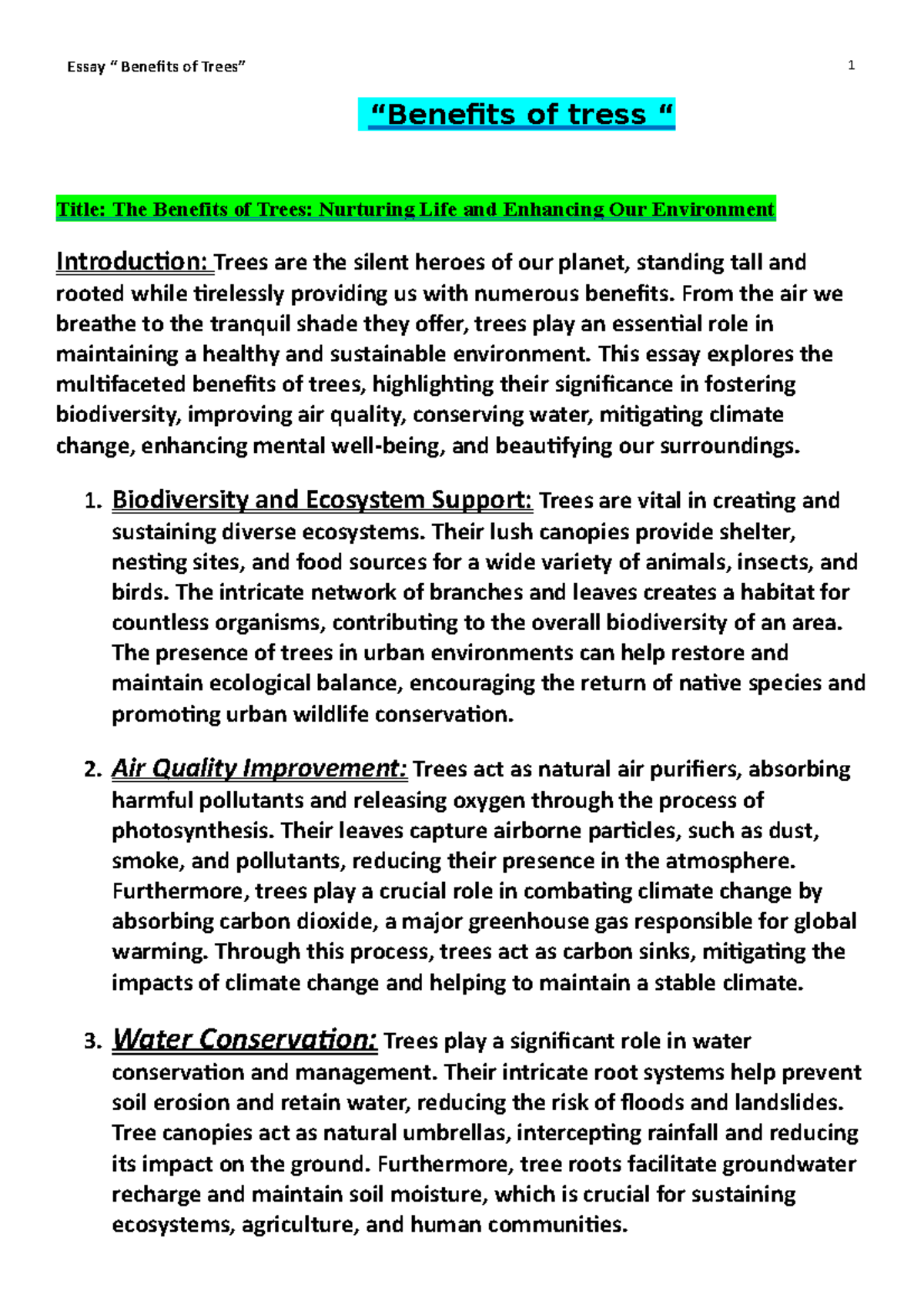 Benefits of tree - This essay explores the concept of emotional ...