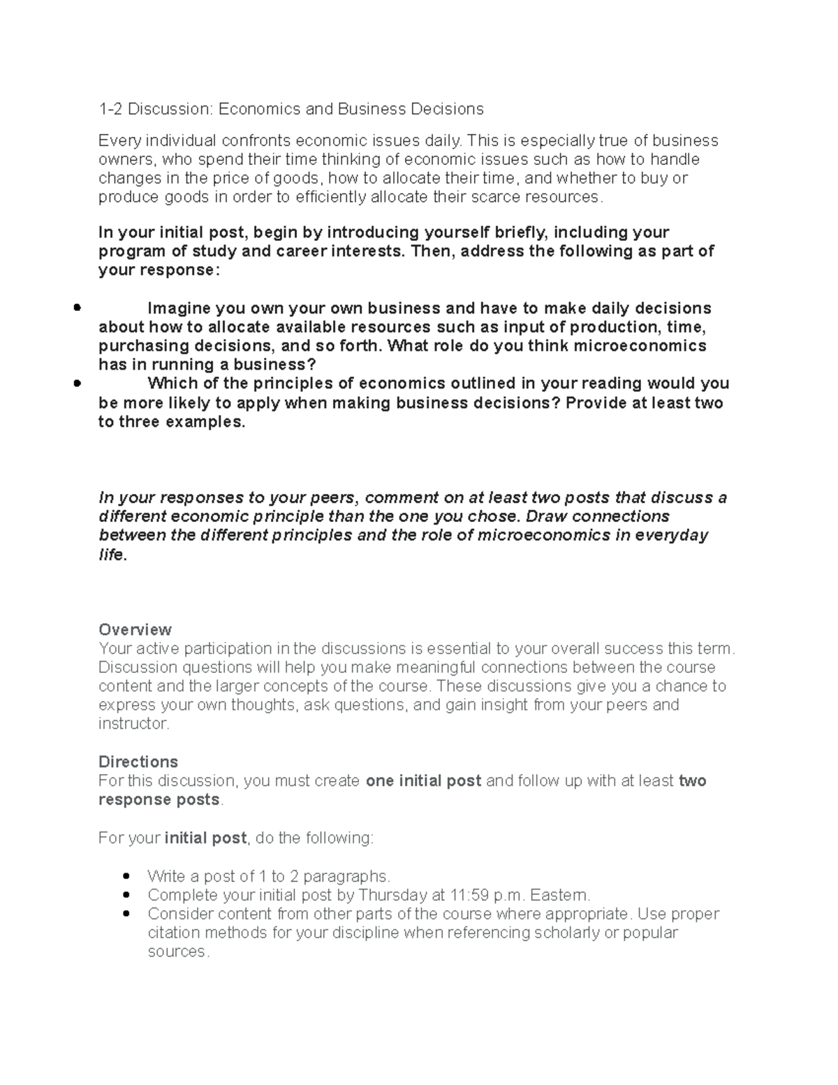 1-2 Discussion with Rubric ECO - 1-2 Discussion: Economics and Business ...
