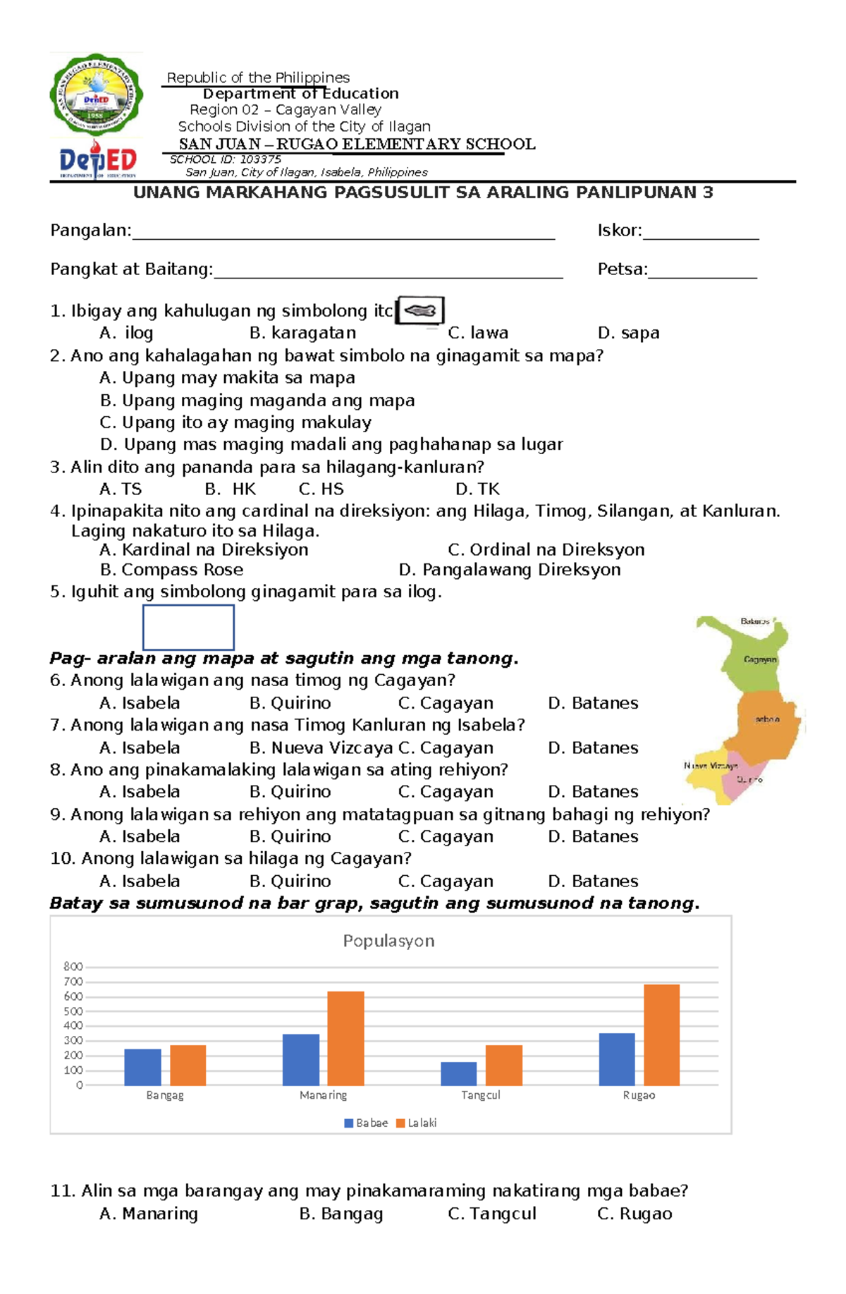 AP 3 Unang Markahang Pagsusulit Rehiyon 2 - Republic of the Philippines ...