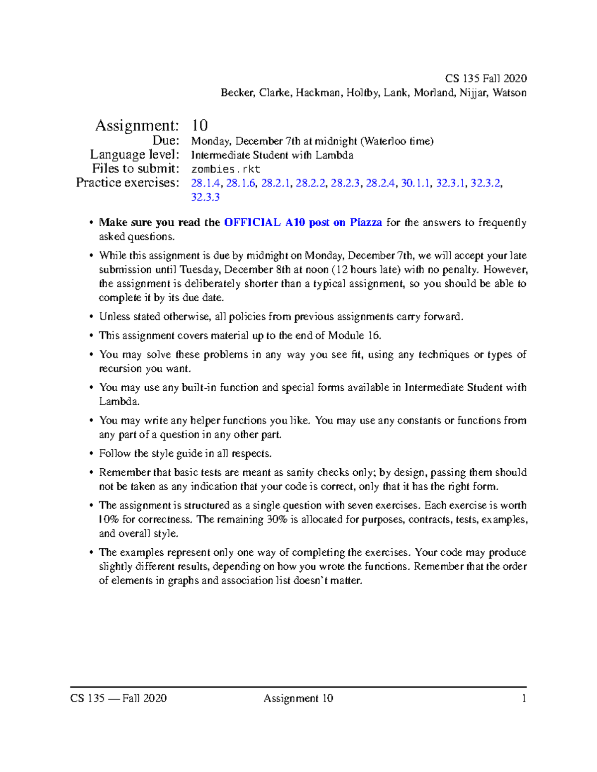 A10 - A10 - Assignment - CS 135 Fall 2020 Becker, Clarke, Hackman, Holtby, Lank, Morland, Nijjar ...