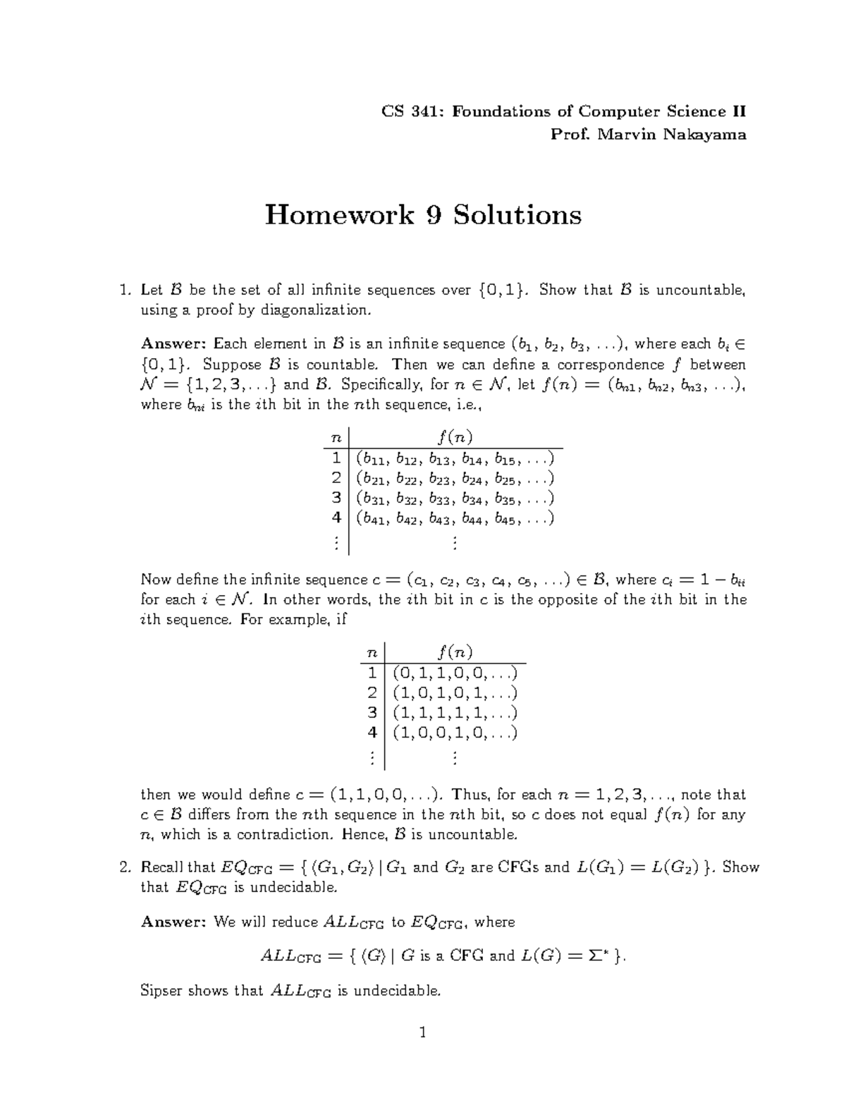 Sample/practice exam 8 October 2017, answers - CS 341: Foundations of Computer Science II Prof ...