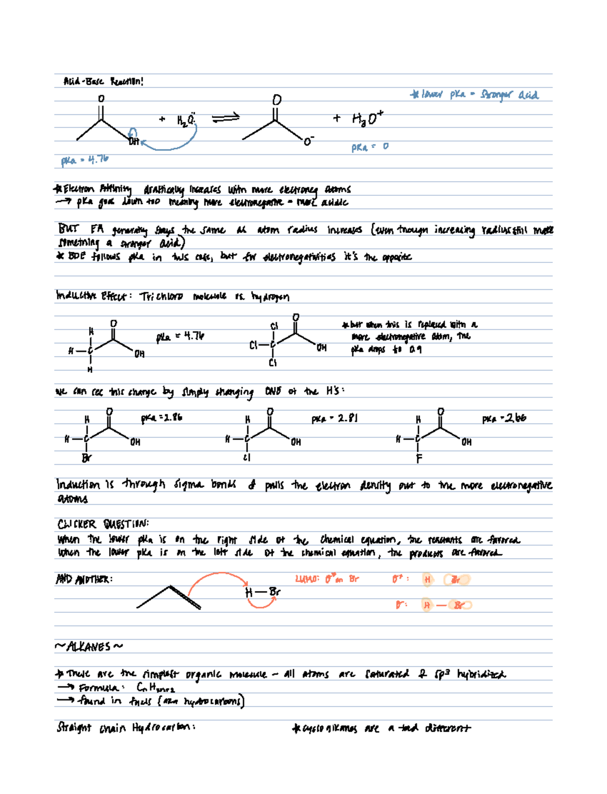 Orgo Lecture 9-12 - Falzone Fall 2022 - AcidBaseReaction O pka 4. p we ...