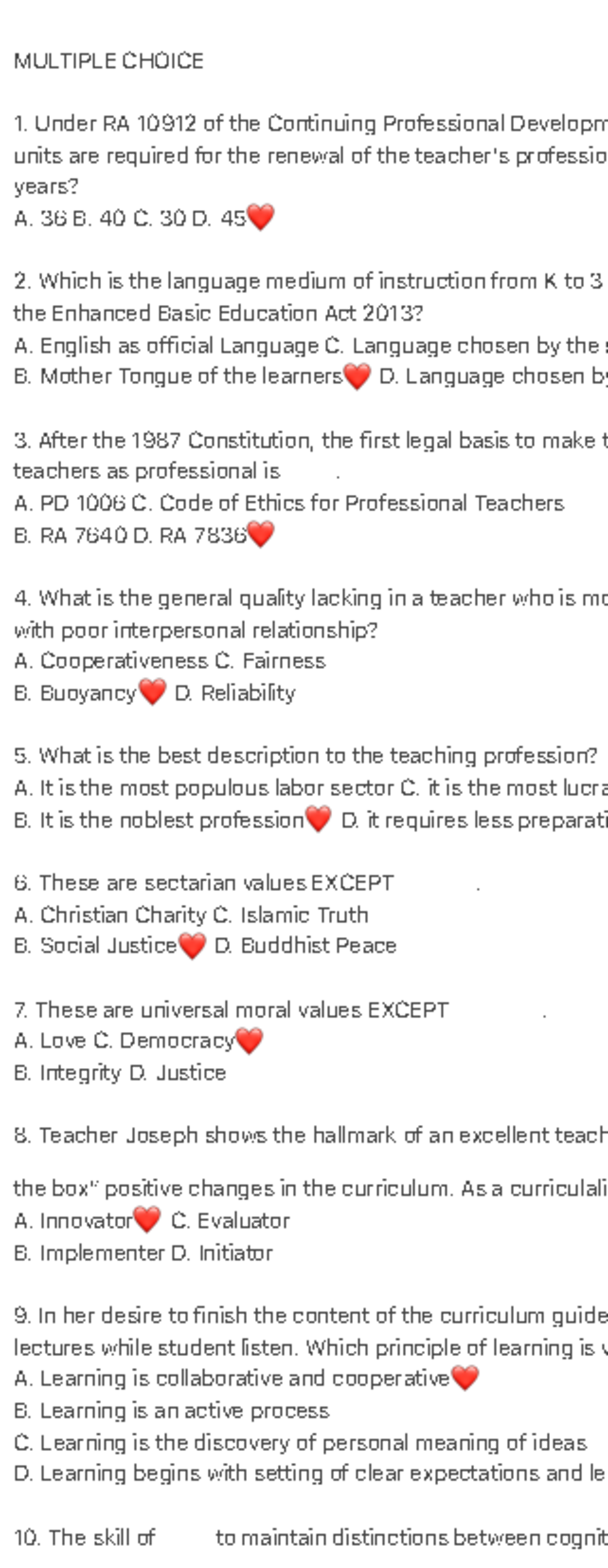 Ilide - MULTIPLE CHOICE Under RA 10912 of the Continuing Professional ...