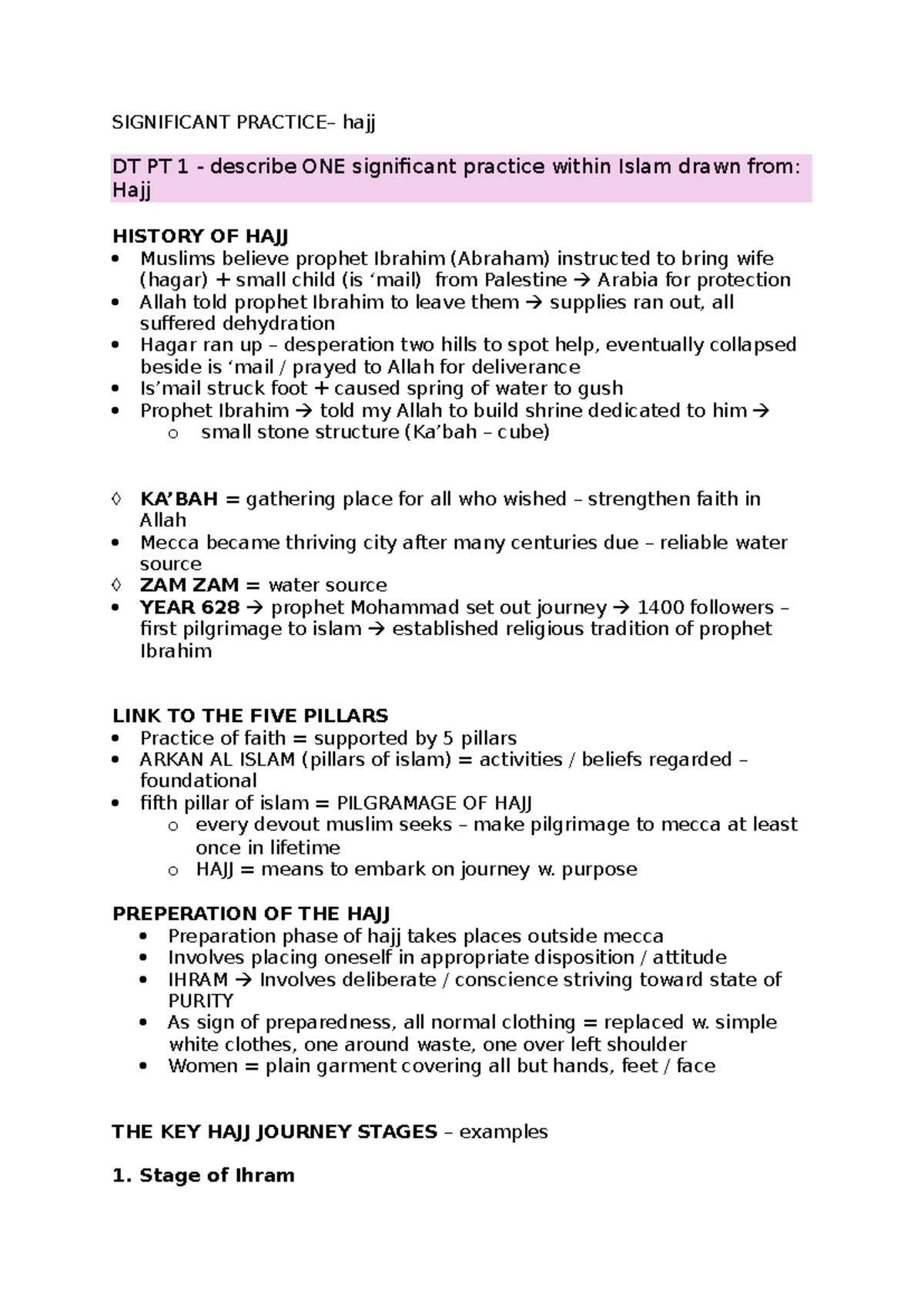 Significant Practice - HAJJ - SIGNIFICANT PRACTICE– hajj DT PT 1 ...