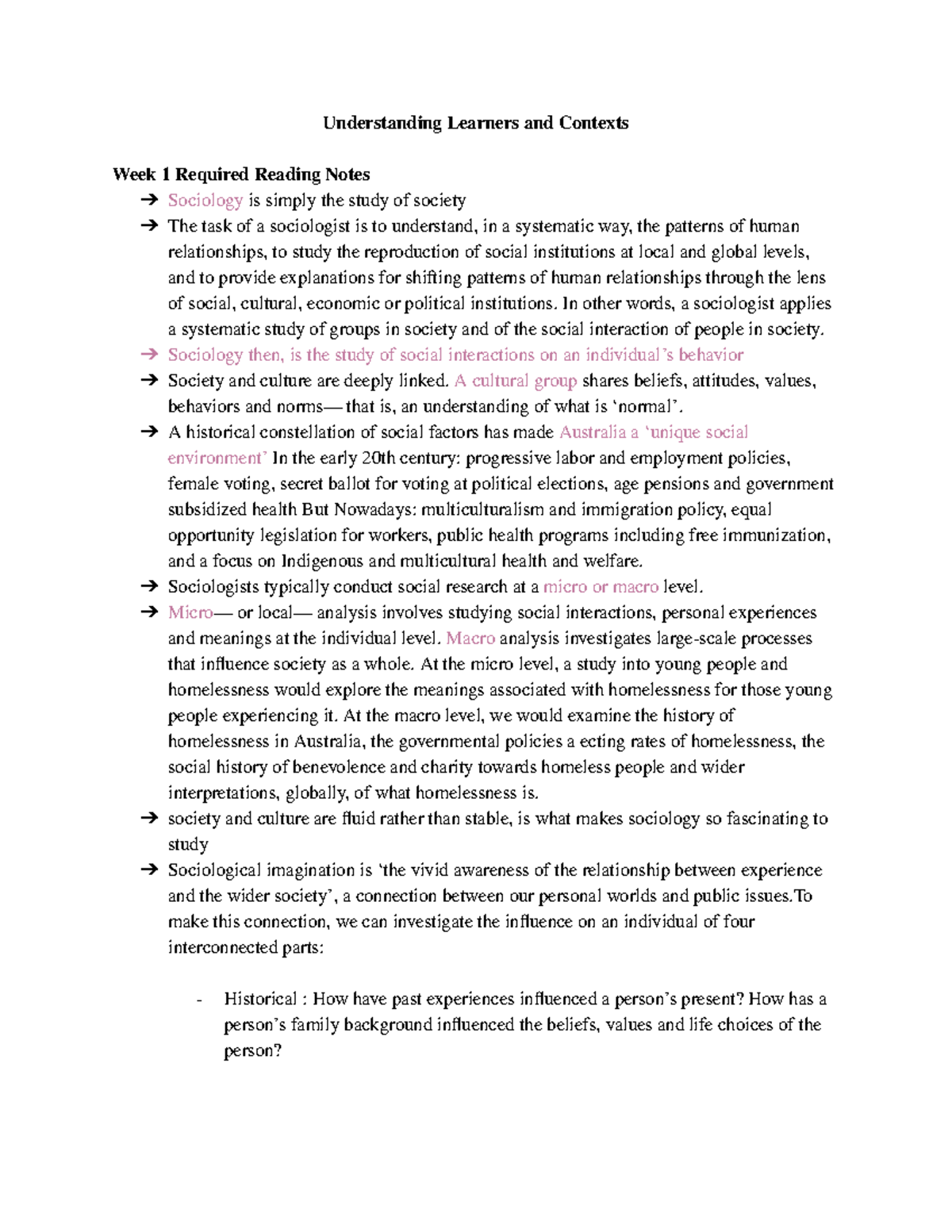 Understanding Learners and Contexts - In other words, a sociologist applies a systematic study ...