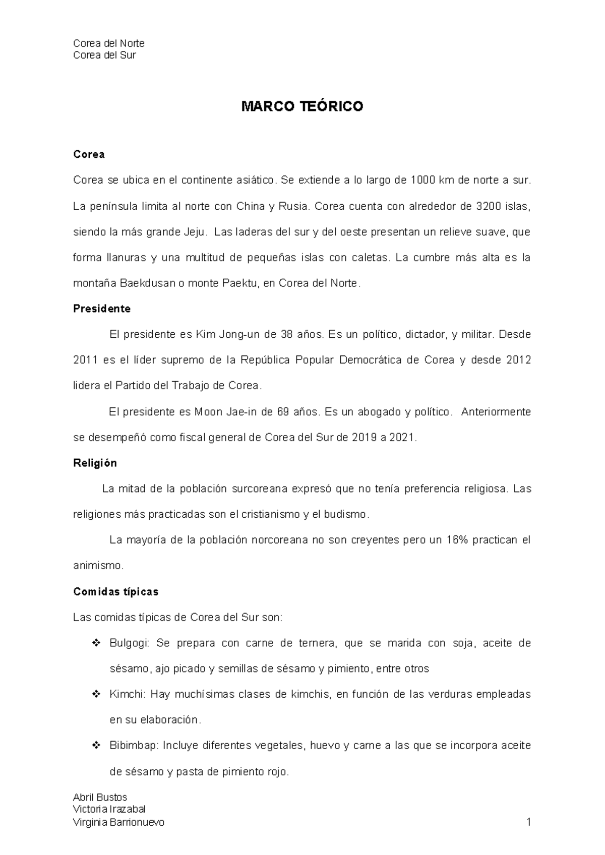 Corea del n y sur - Corea del Sur MARCO TEÓRICO Corea Corea se ubica en ...