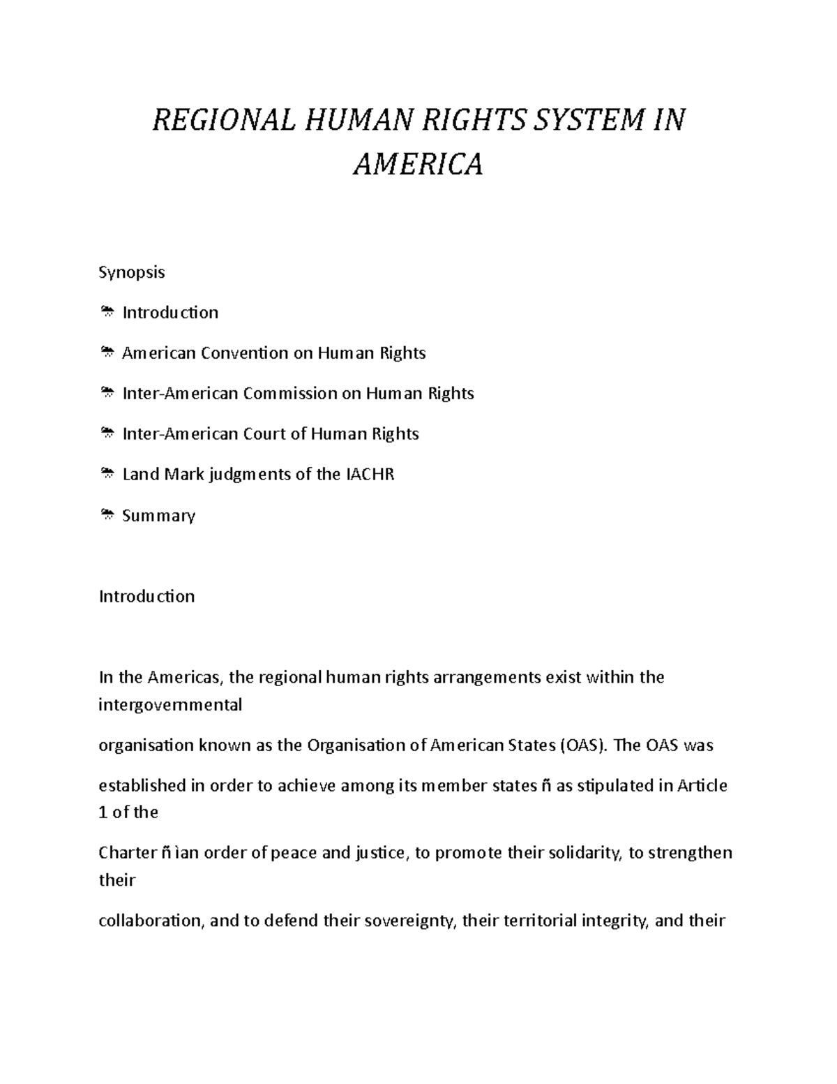 Regional Human Rights System IN America - REGIONAL HUMAN RIGHTS SYSTEM ...