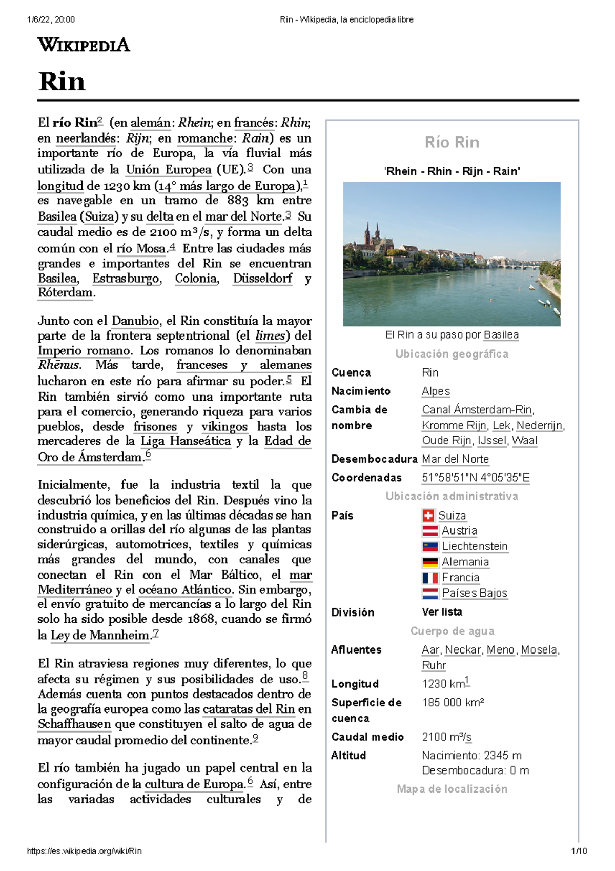 Rin - Wikipedia, la enciclopedia libre - Río Rin ' Rhein - Rhin - Rijn ...