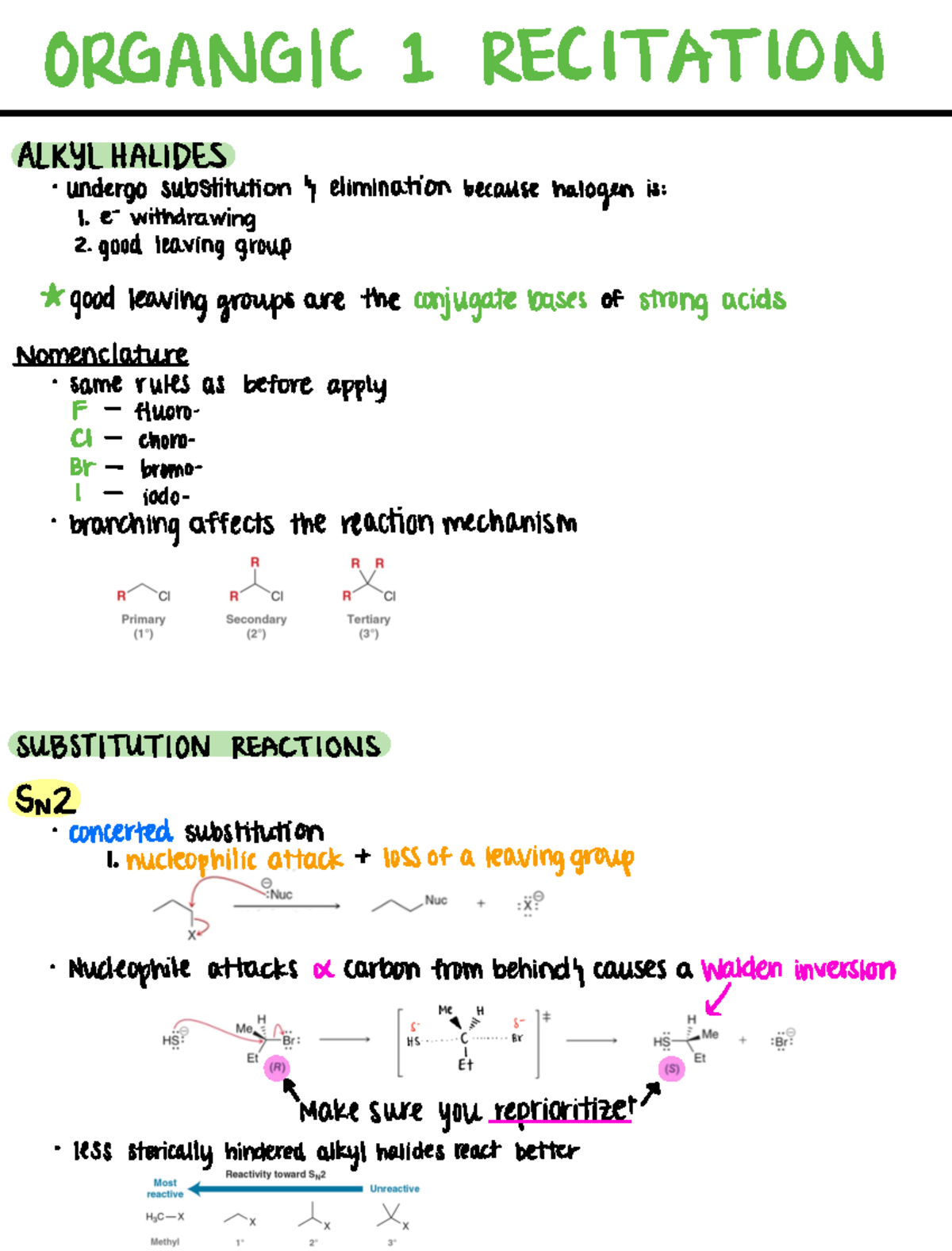 Ch 7 Rec Notes - SN2 and E2 reactions - CHEM 26100 - Studocu