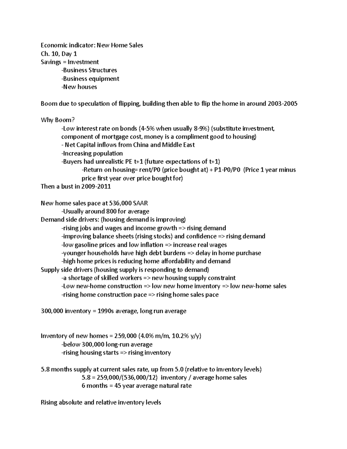 Econ Notes - Exam 2 - Steve Rick - Economic indicator: New Home Sales ...