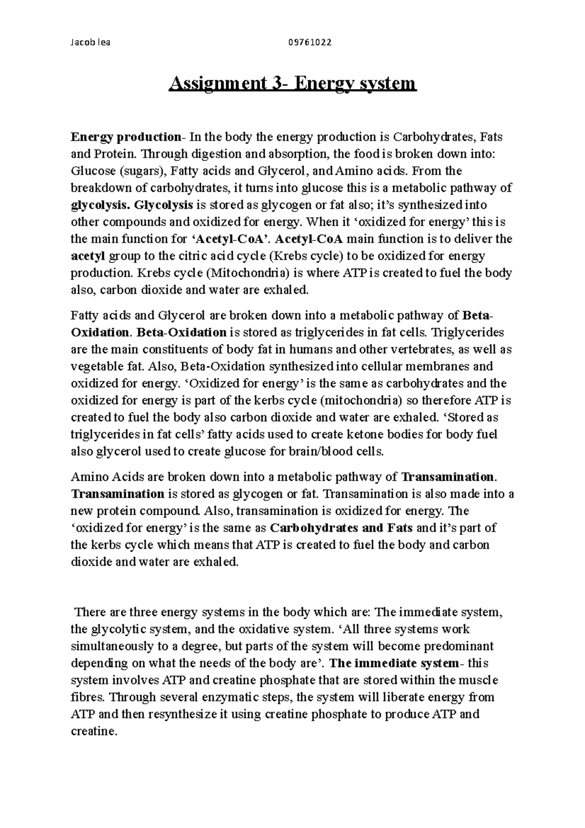 Assignment 3- Energy system copy - Jacob lea 09761022 Assignment 3 ...