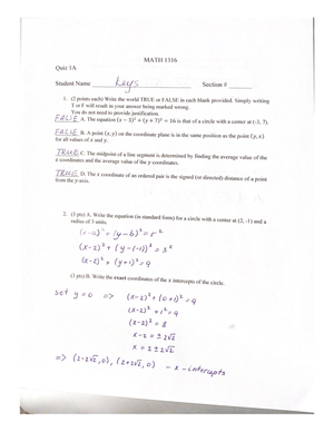Quiz 2 keys - practice materials for trigonometry - MATH 1316 - Studocu