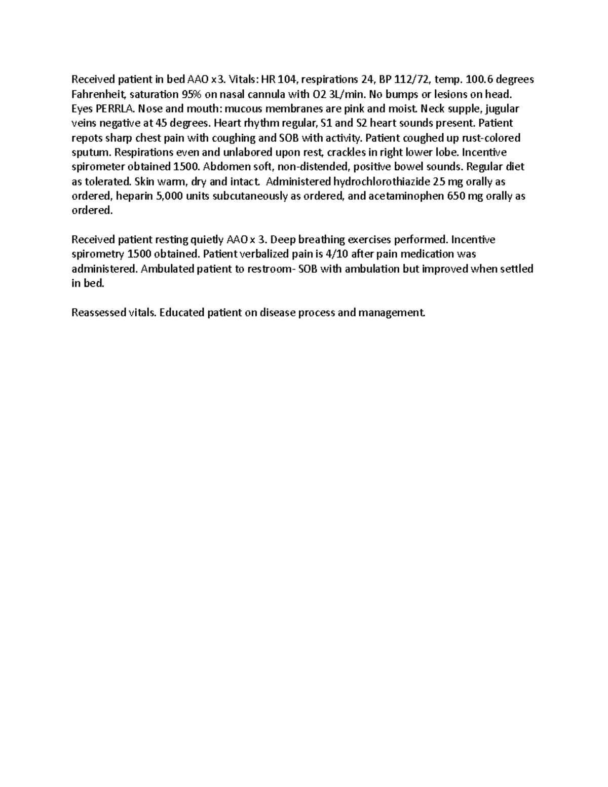 Nurse's notes guide - an example of a nurse's note to help write one ...