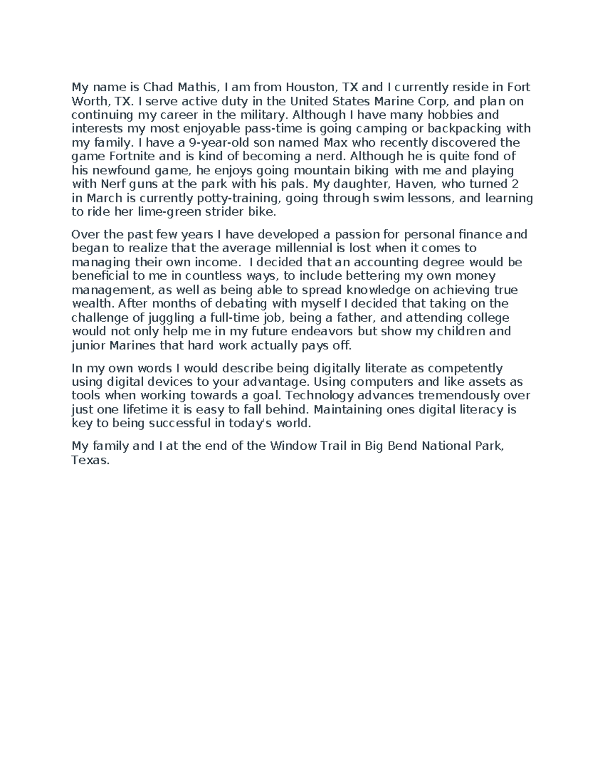 Gen102 Week1 Intro - My name is Chad Mathis, I am from Houston, TX and ...