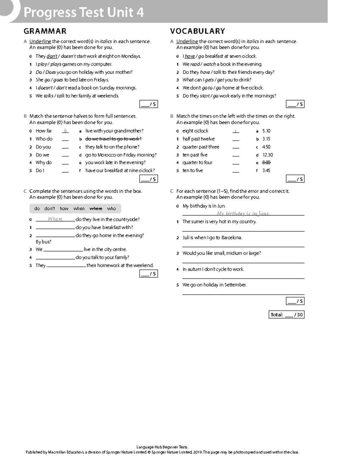 73395 Practice Tests Macmillan De Práctica Correspondiente A 1 Unidad