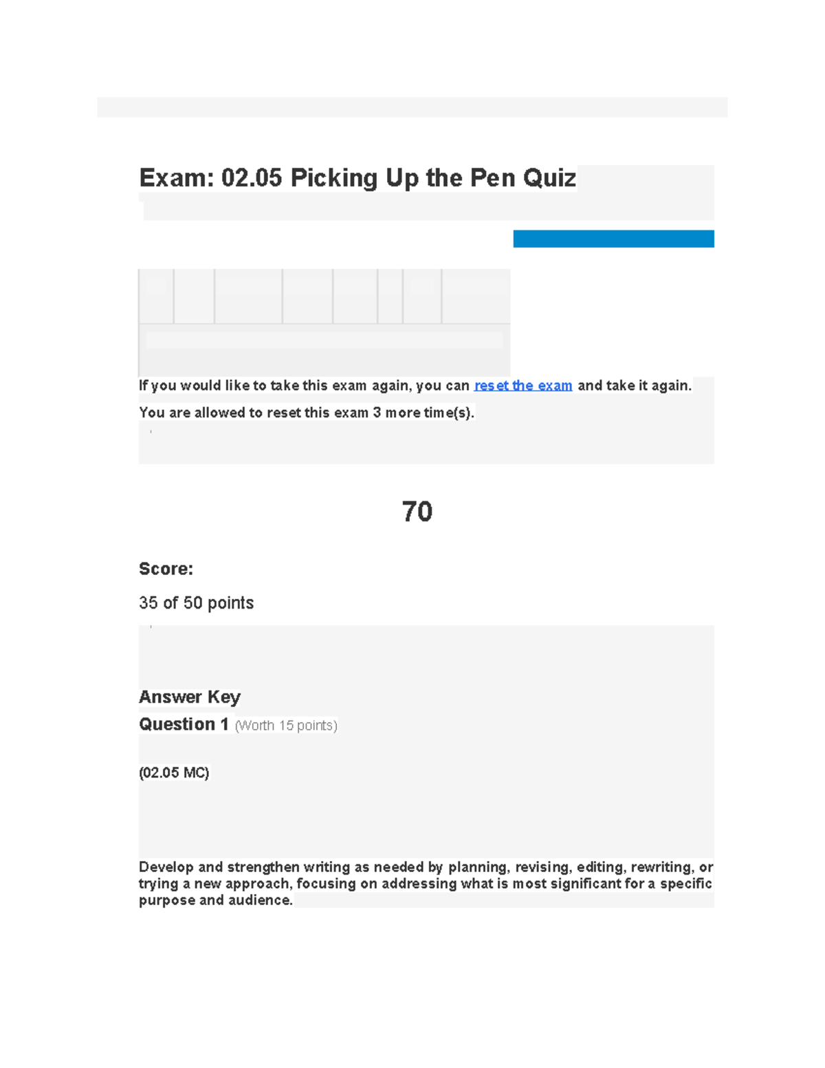 Exam 02.05 Picking Up the Pen Quiz - Exam: 02 Picking Up the Pen Quiz ...