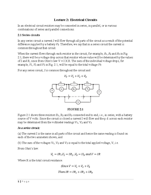 Lecture 4 Electrical Energy Degree - Lecture 4: Electrical Energy ...