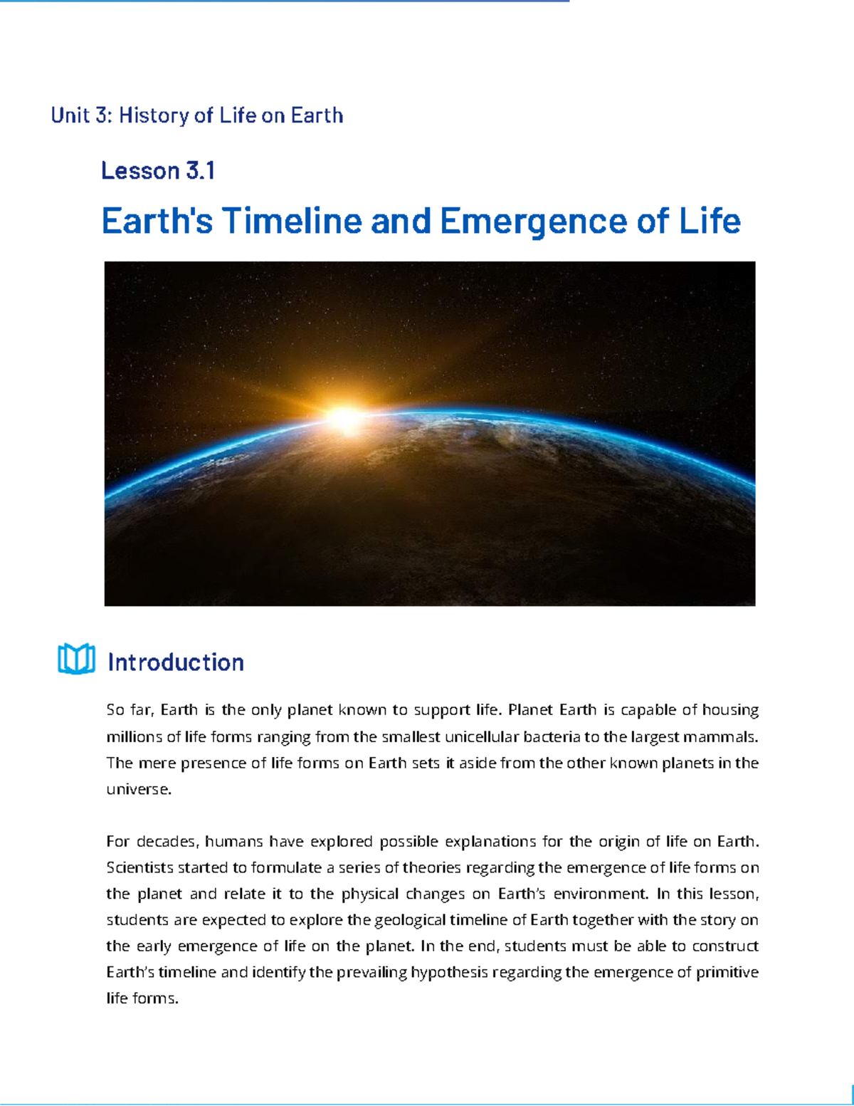BIO2 Lesson 3.1 (Study Guide) evvolc - Lesson 3. Earth's Timeline and ...