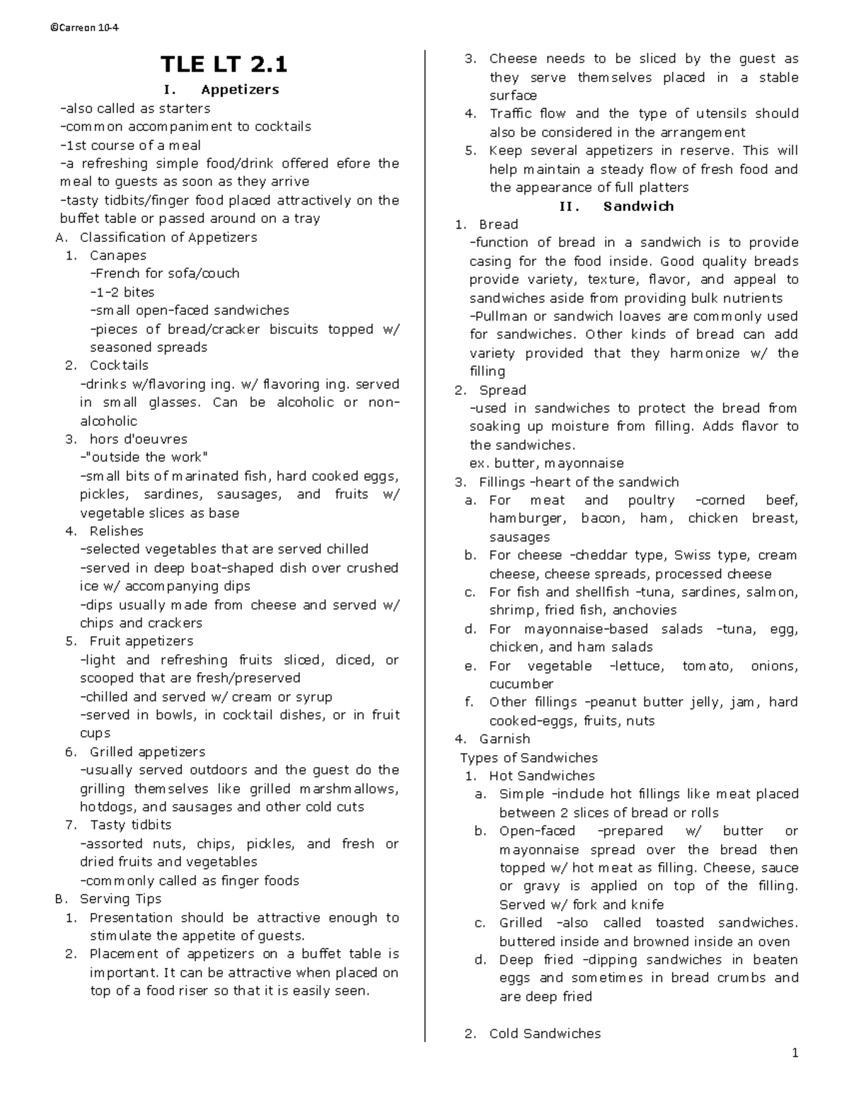 TLE-LT-2 - TLE lecture notes for food and bevarages management ...