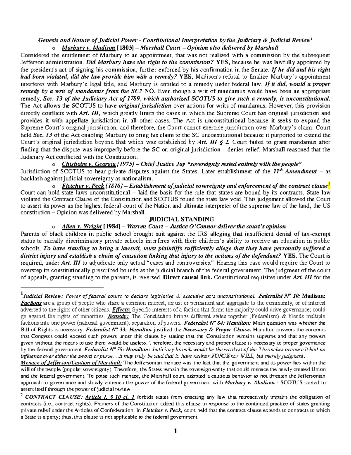 Constitutional Law Notes - Genesis and Nature of Judicial Power ...