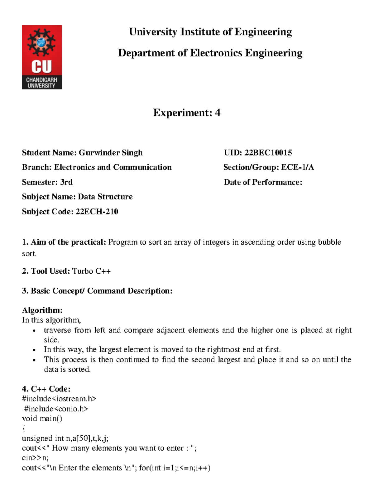 Dsaexperiment 4 Experiment Dsa University Institute Of Engineering