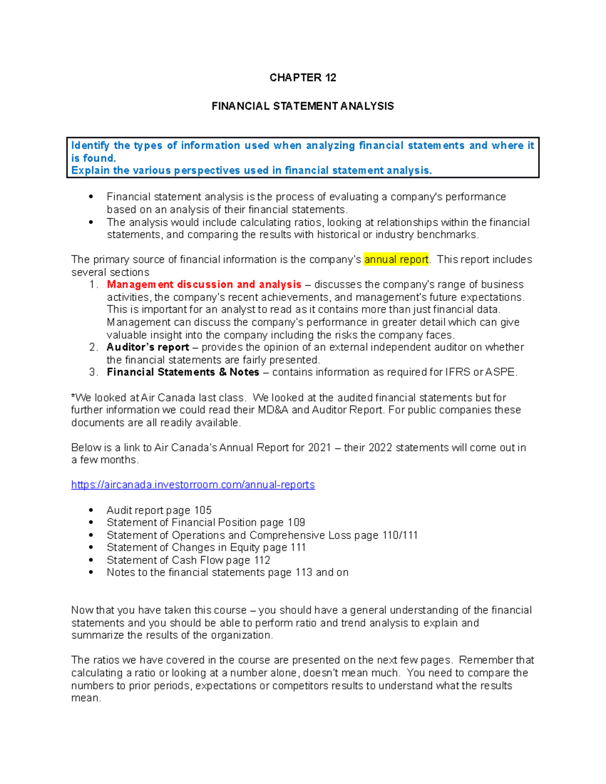 Practice Test (21) - CHAPTER 12 FINANCIAL STATEMENT ANALYSIS Identify ...