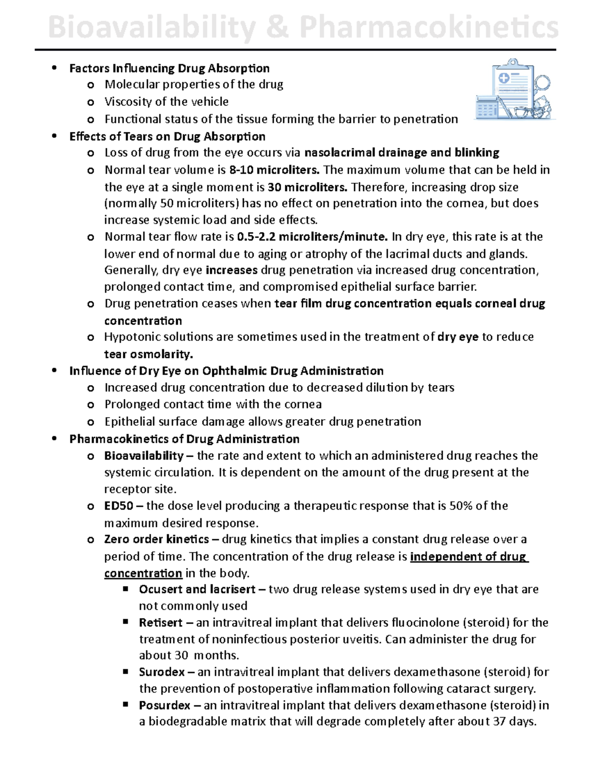 Exam 1 bioavailability and pharmacokinetics - Factors Influencing Drug ...