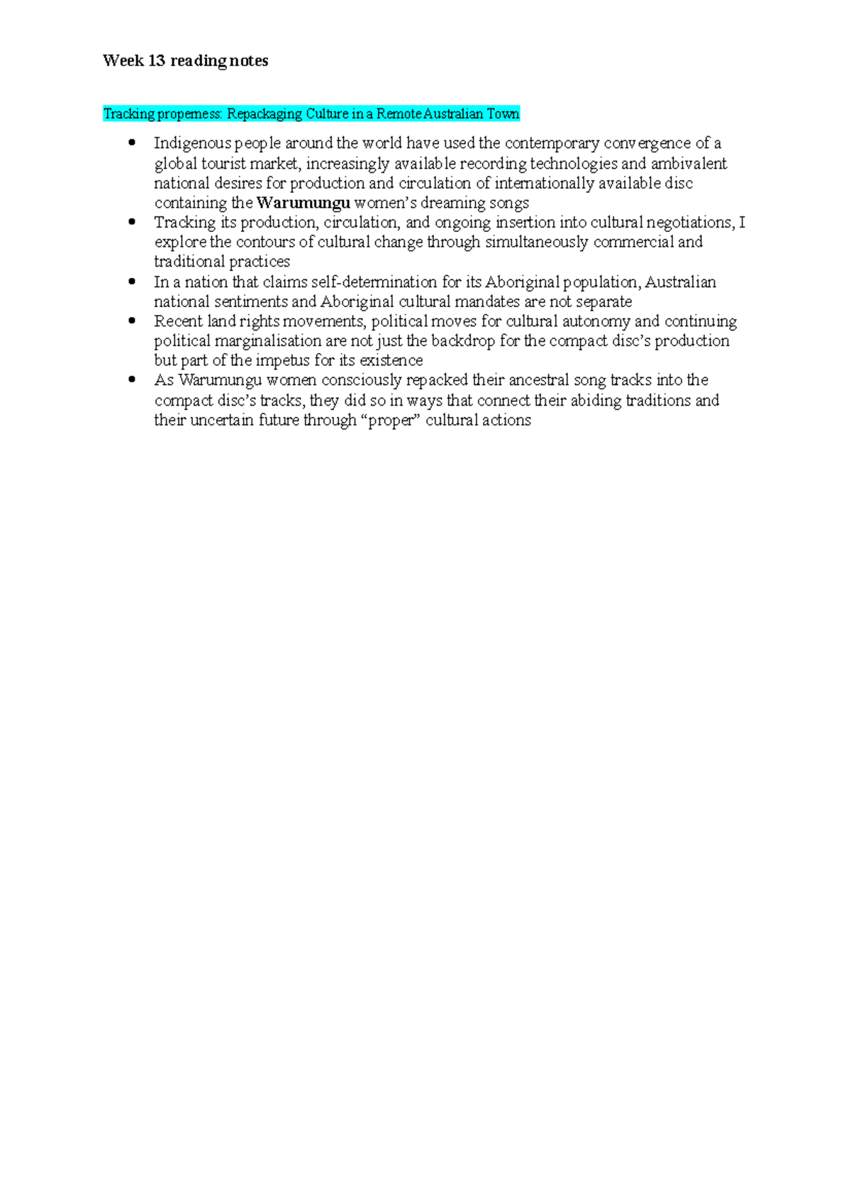 Week 13 reading notes - Week 13 reading notes Tracking properness ...