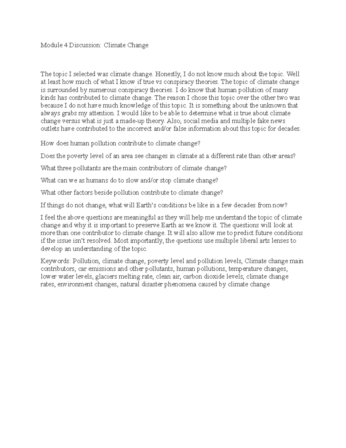 Module 4 Discussion Climate Change - Module 4 Discussion: Climate ...