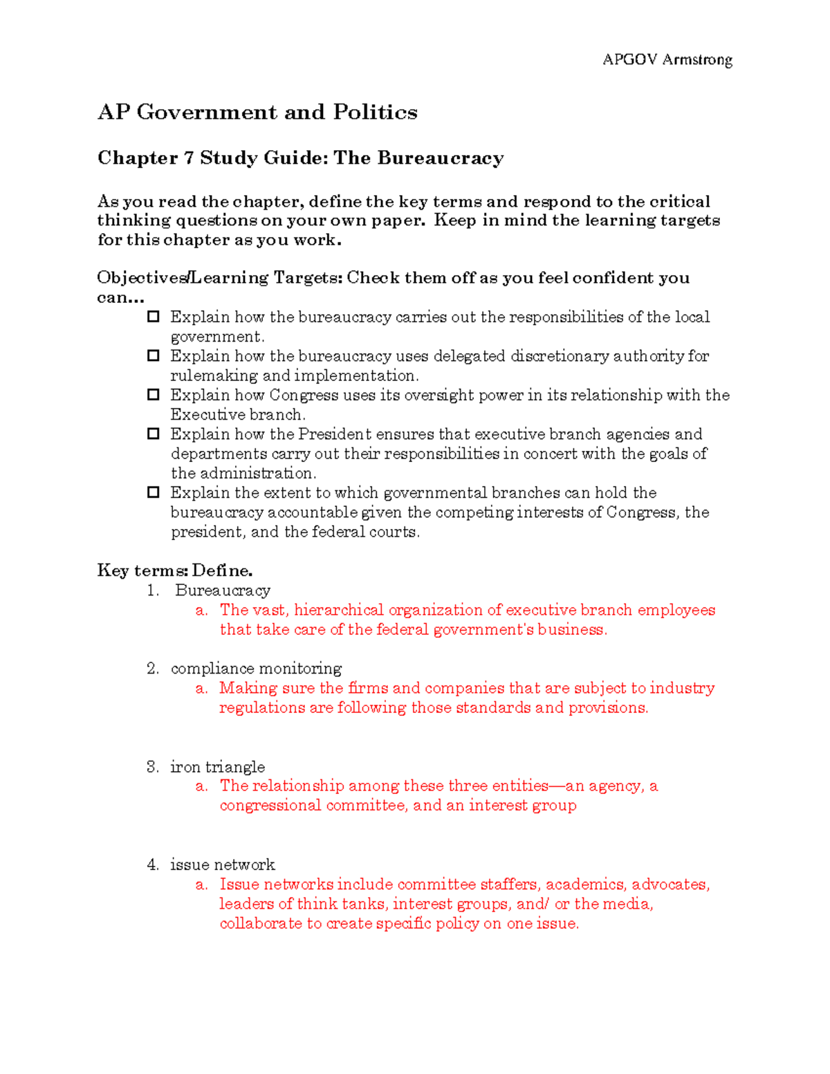 Apgov Ch 7 Study Guide - AP Government and Politics Chapter 7 Study ...