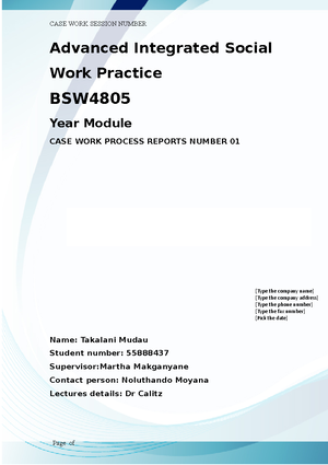 Group WORK Process Report NO 2 - BSW3705 - Unisa - Studocu