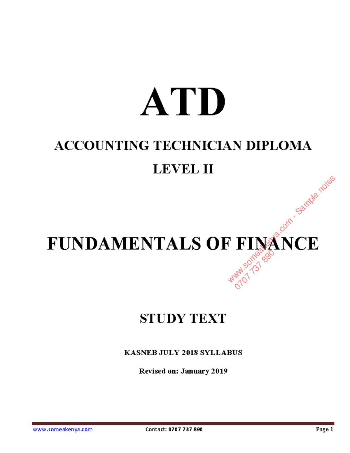 Fundamentals-of-Finance - ATD ACCOUNTING TECHNICIAN DIPLOMA LEVEL II ...