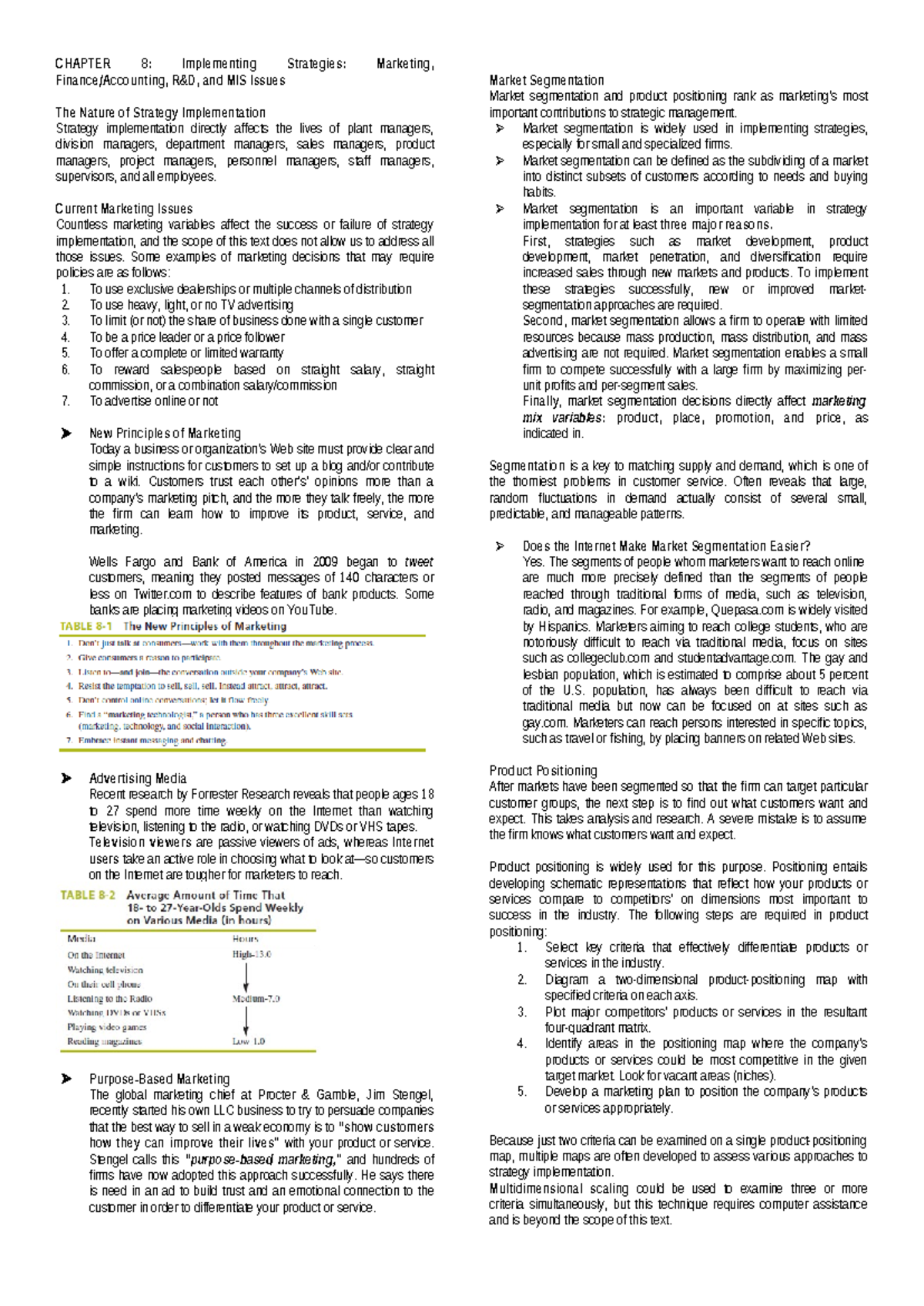 Stratman-Chapter-8 - heavey real - CHAPTER 8: Implementing Strategies: Marketing, - Studocu