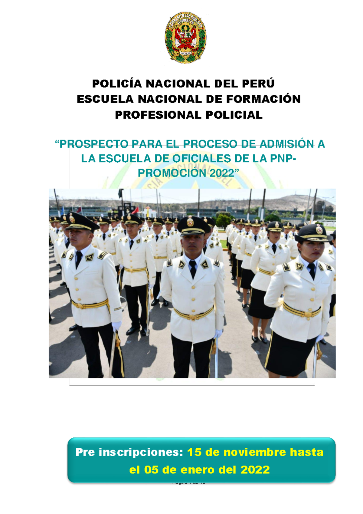 Prospecto EO-PNP - Promocion 2022 Ultimo - POLICÍA NACIONAL DEL PERÚ ...
