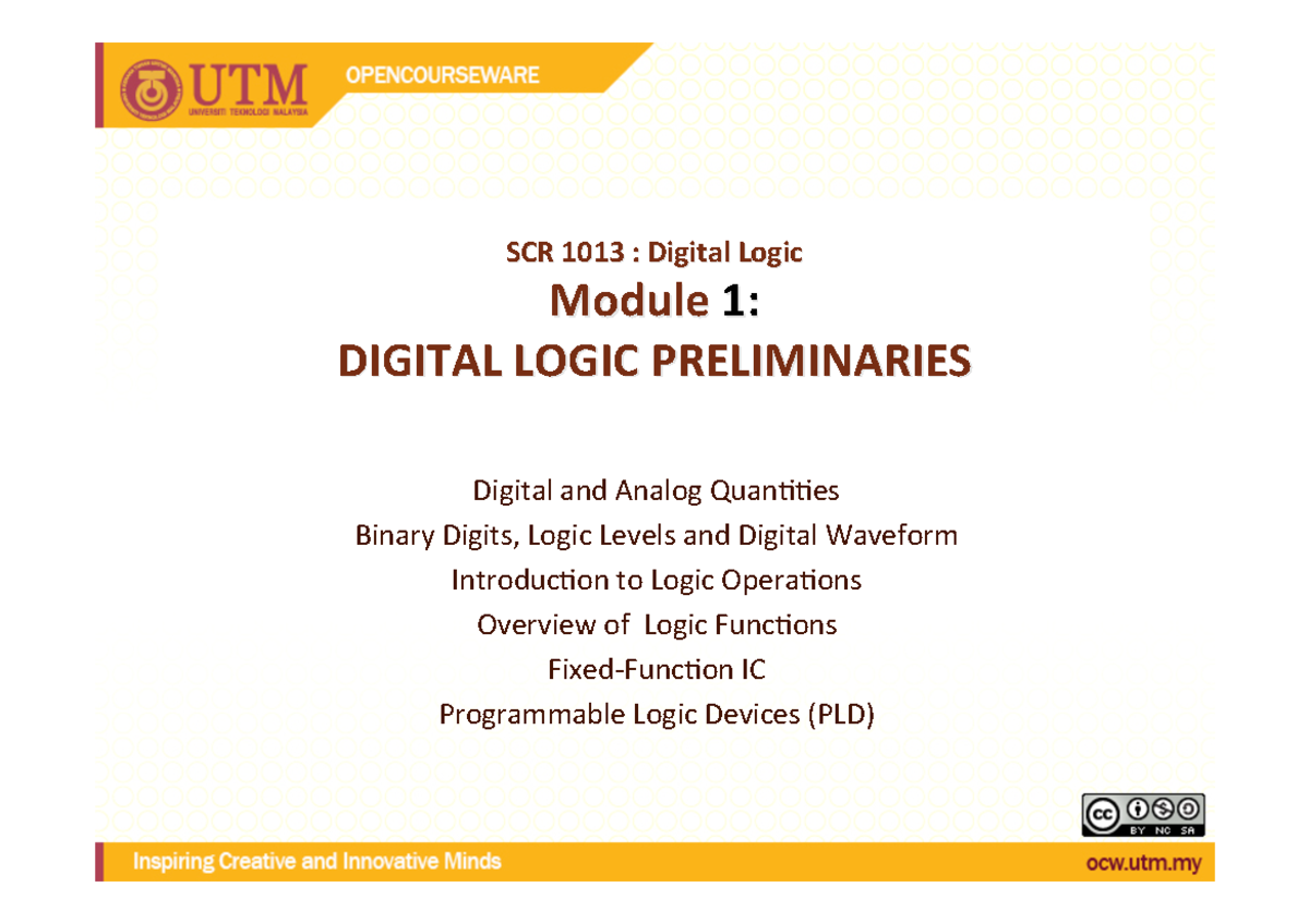 M1 digital logic preliminaries - MODULE 1:MODULE 1: DIGITAL LOGIC ...