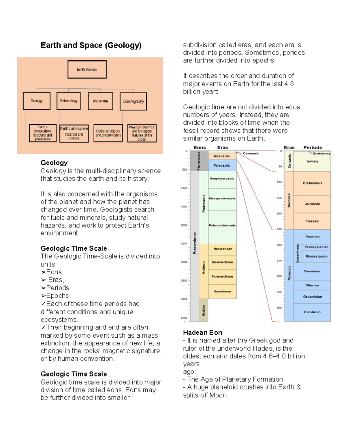 Reviewer-kay-Maam - Earth and Space (Geology) Geology Geology is the ...