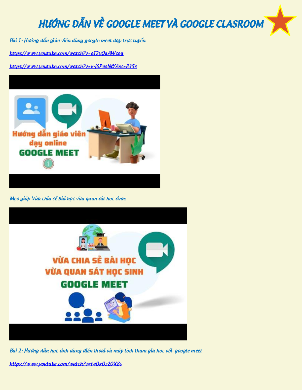 GMeet Day hoc truc tuyen v1 Hoang Huong - HƯỚNG DẪN VÞ GOOGLE MEET V¿ GOOGLE CLASROOM B‡i 1- H± ...
