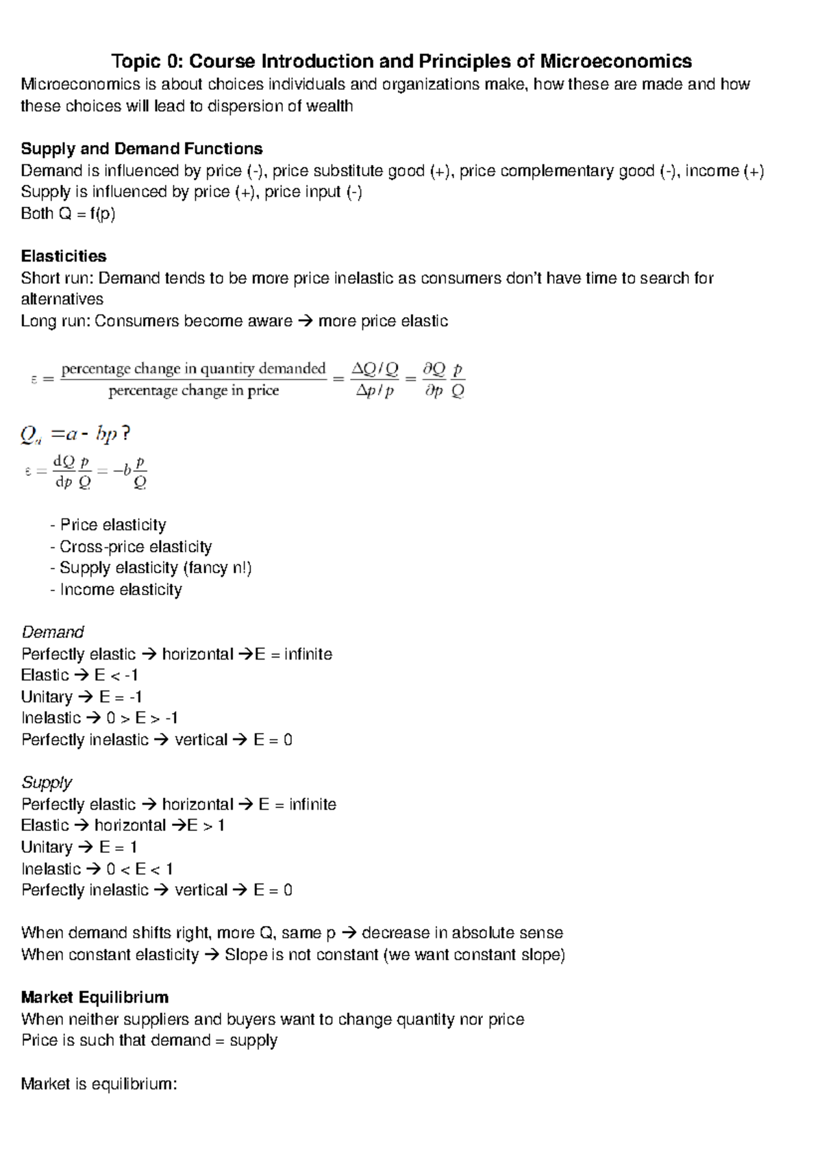 EXAM Micro - Summary - Topic 0: Course Introduction and Principles of ...