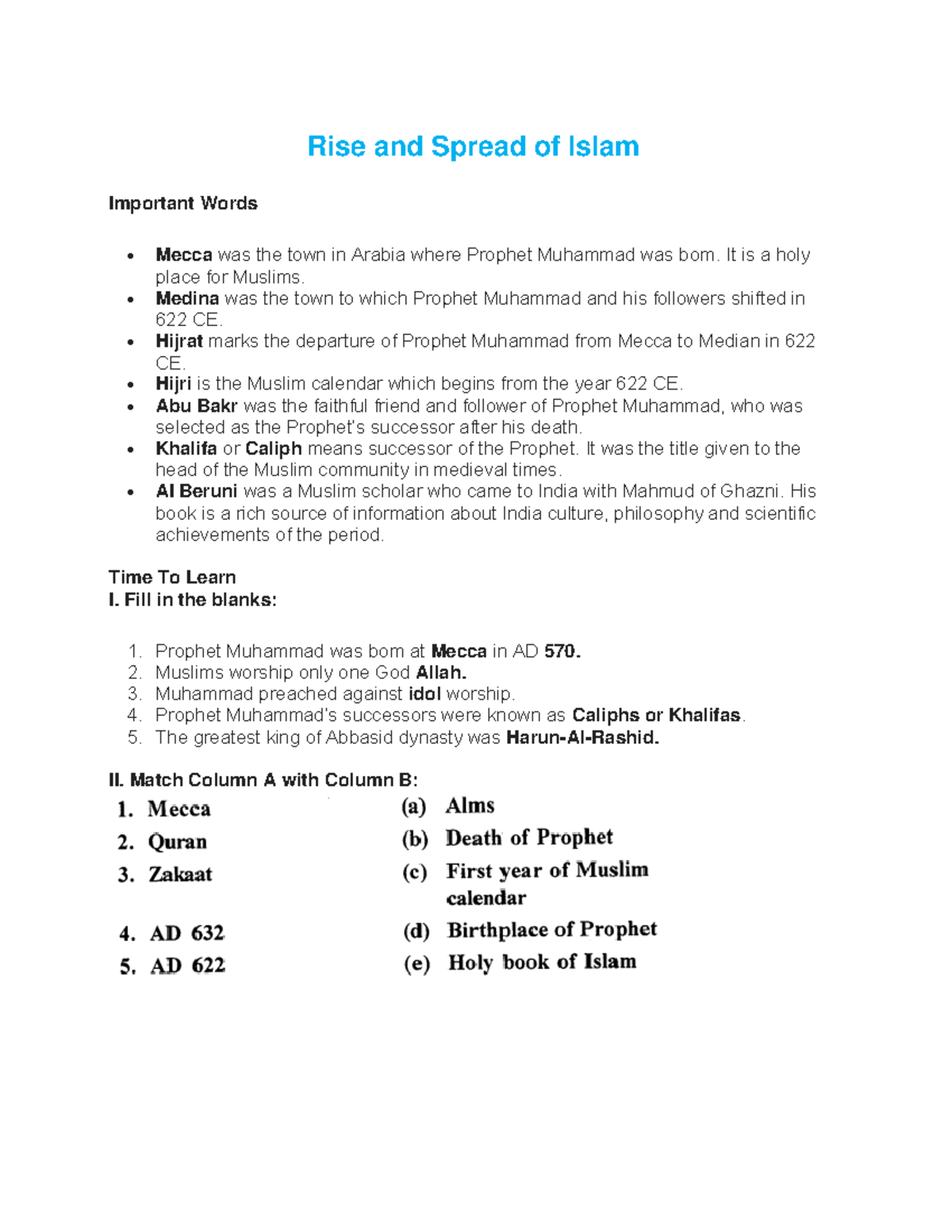 Rise and Spread of Islam - ncertbooksolutions Rise and Spread of Islam ...