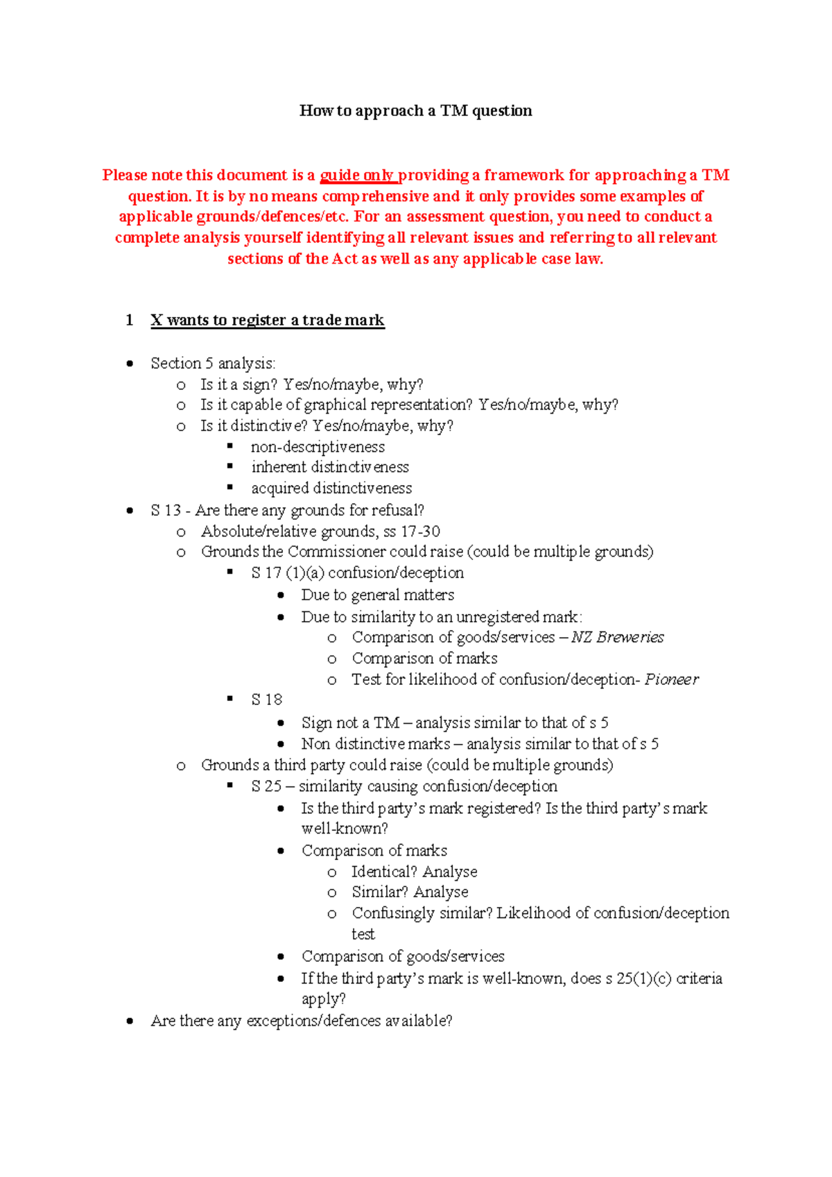 How to approach a TM question - How to approach a TM question Please ...
