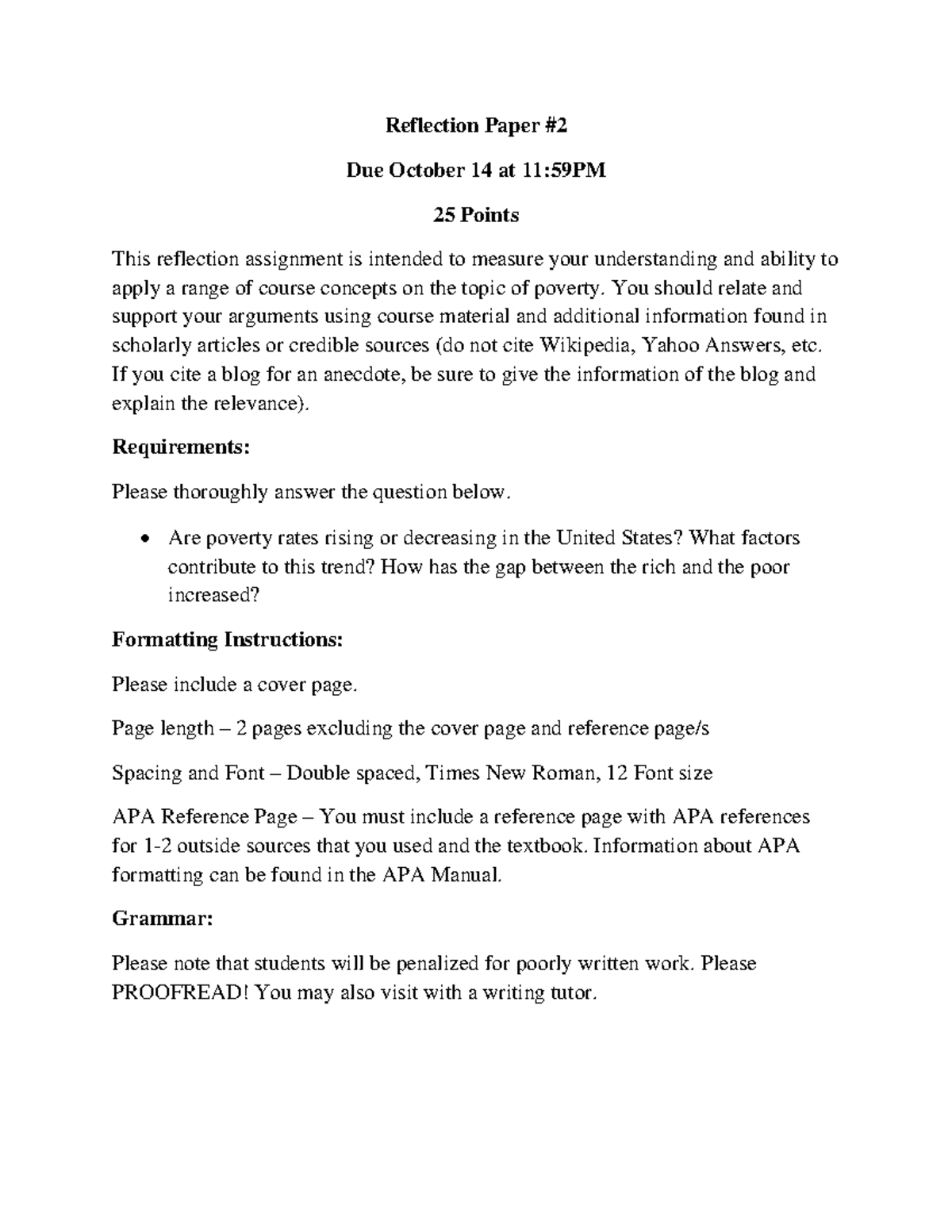 Reflection Paper 2 - You should relate and support your arguments using ...