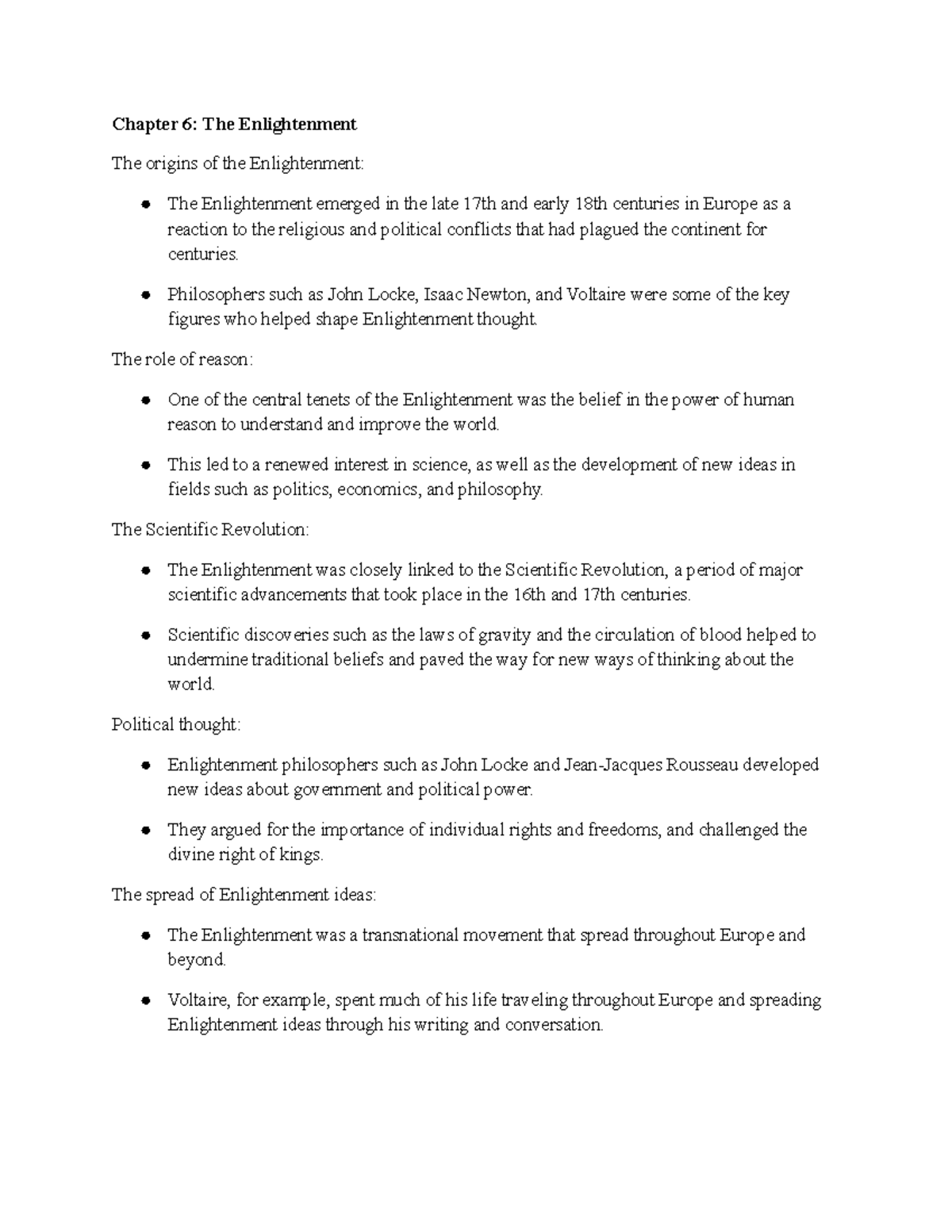HIST 100 Chapter 6 - HIST 100 Notes for Ch 6 - Chapter 6: The ...