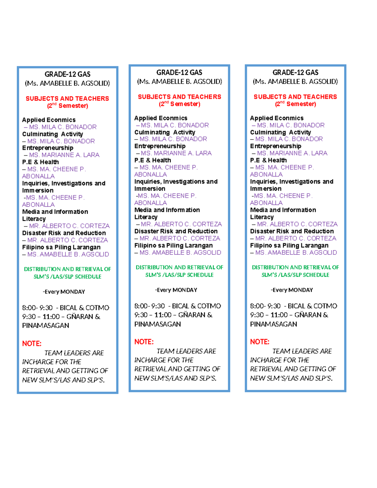 Class Sched 2021-2022 - attendance - GRADE-12 GAS (Ms. AMABELLE B ...