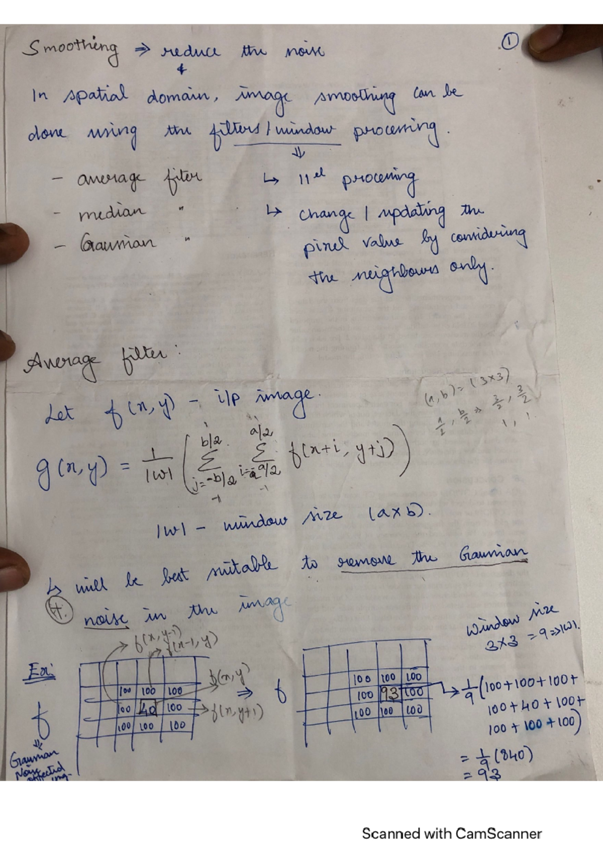 numericals - for dip - Smoothing reduce the noise I In spatial domain ...
