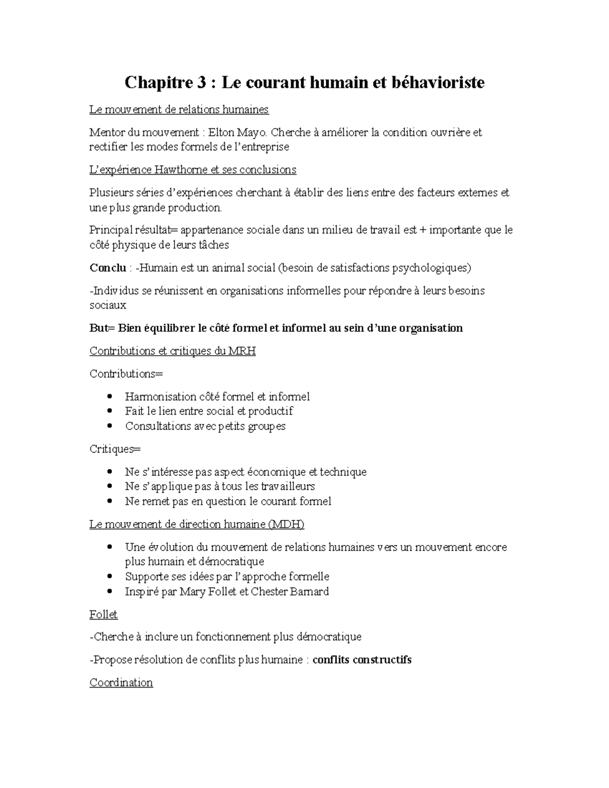 Chap 3-Courant humain et béhavioriste - Chapitre 3 : Le courant humain ...