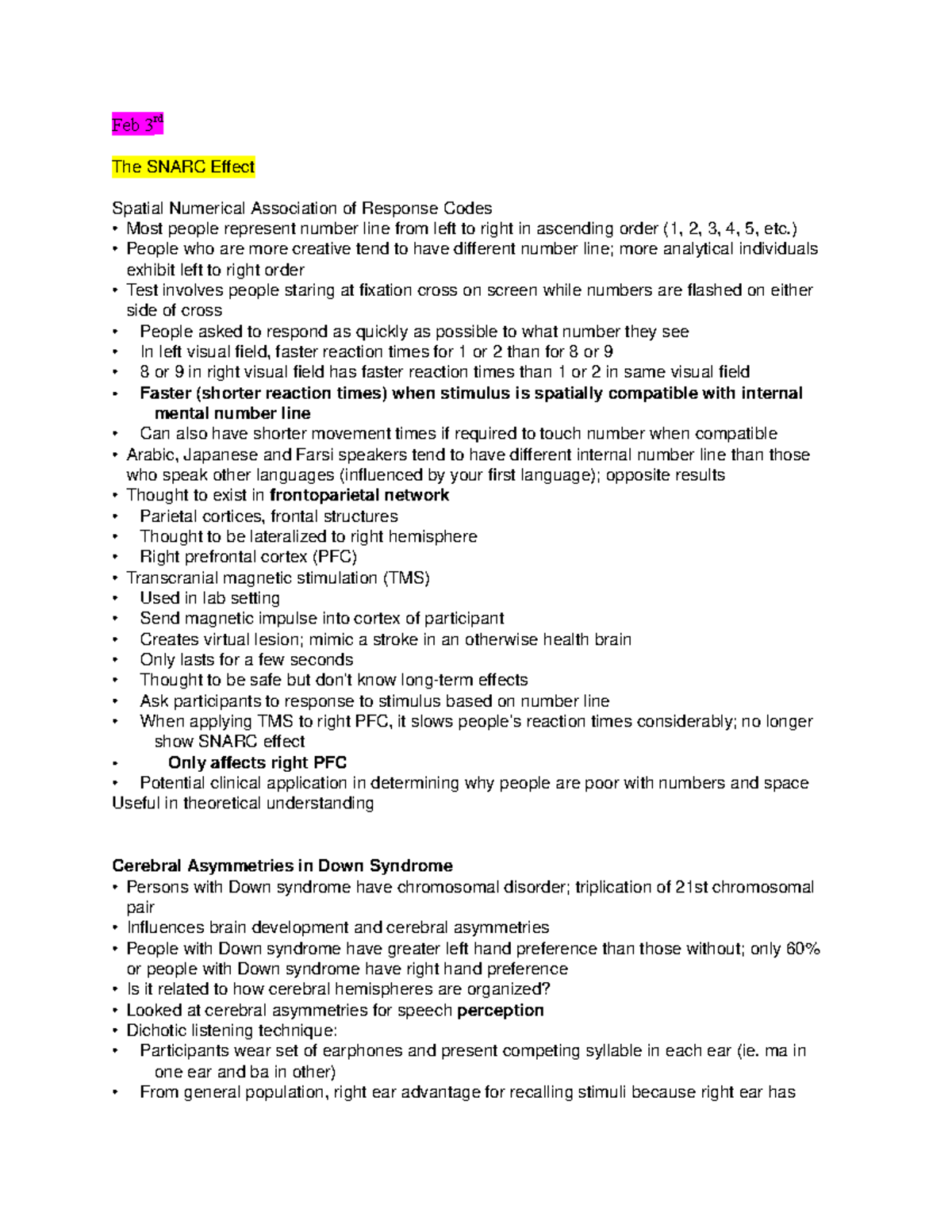 Kin 1080 Test 2 - Heath Test 2 Material - Feb 3rd The SNARC Effect ...