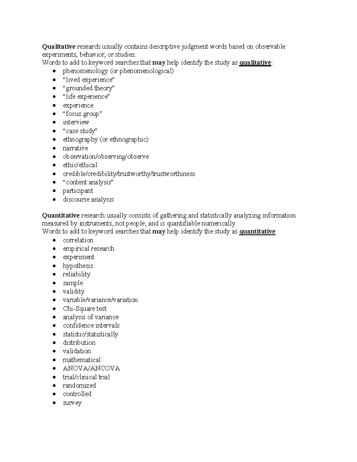 Qualitative quantitative search terms - Qualitative research usually ...